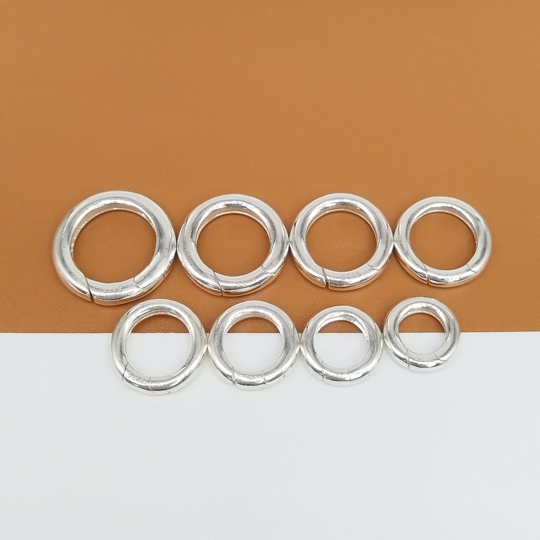 Sterling Silver Round Push Clasp, 925 Silver Ring Hinged Clasp, Pearl ...
