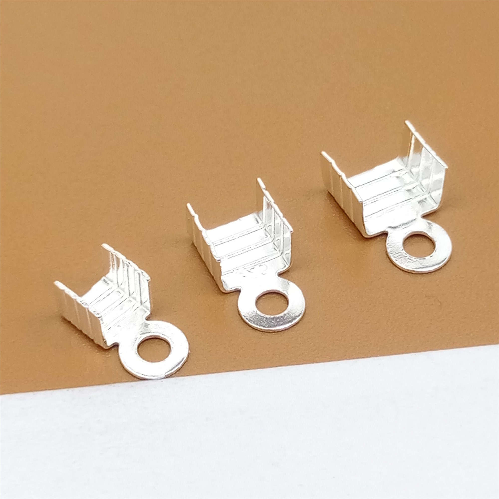 20 Sterling Silver Crimp End Tips Caps, 925 Silver Crimp Ends, Fold ...