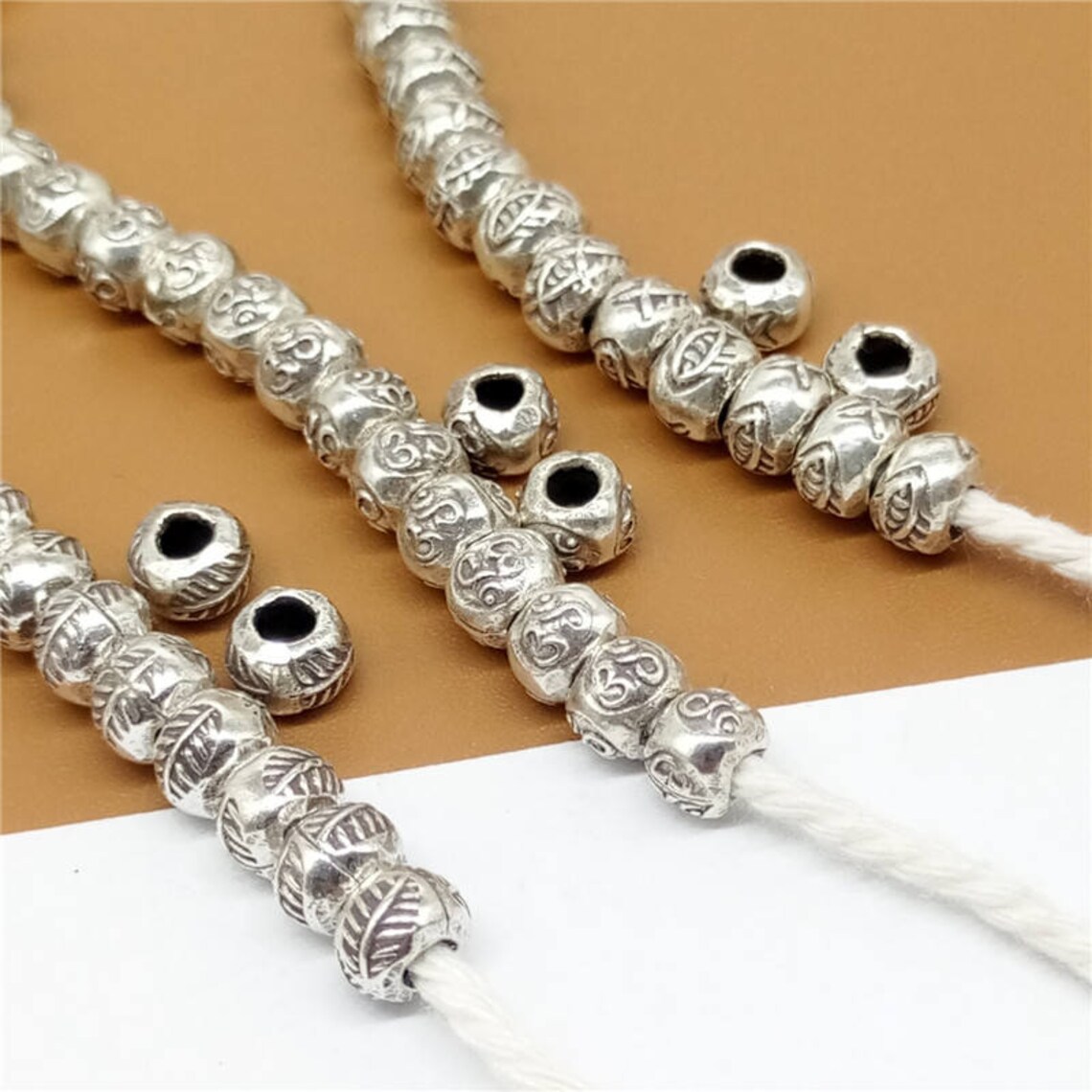 20 Karen Hill Tribe Silver Fish Beads Om Beads Leaf Beads - Etsy