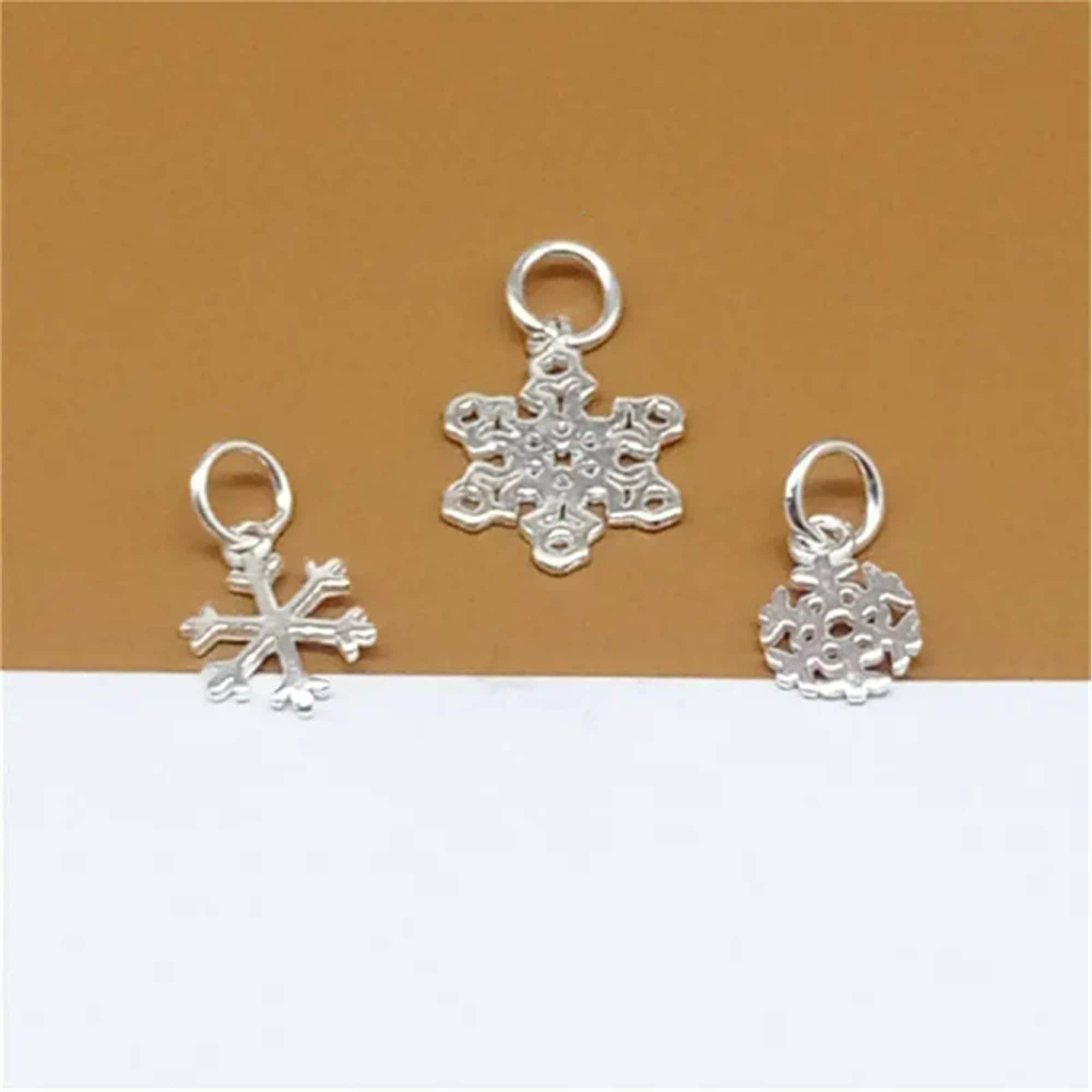 10 Sterling Silver Snowflake Charms Snow Flake Charms Winter | Etsy
