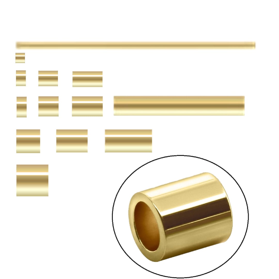 14K Gold Filled Straight Cut Tube Bead, Crimp Bead, Spacer Bead, Gold ...