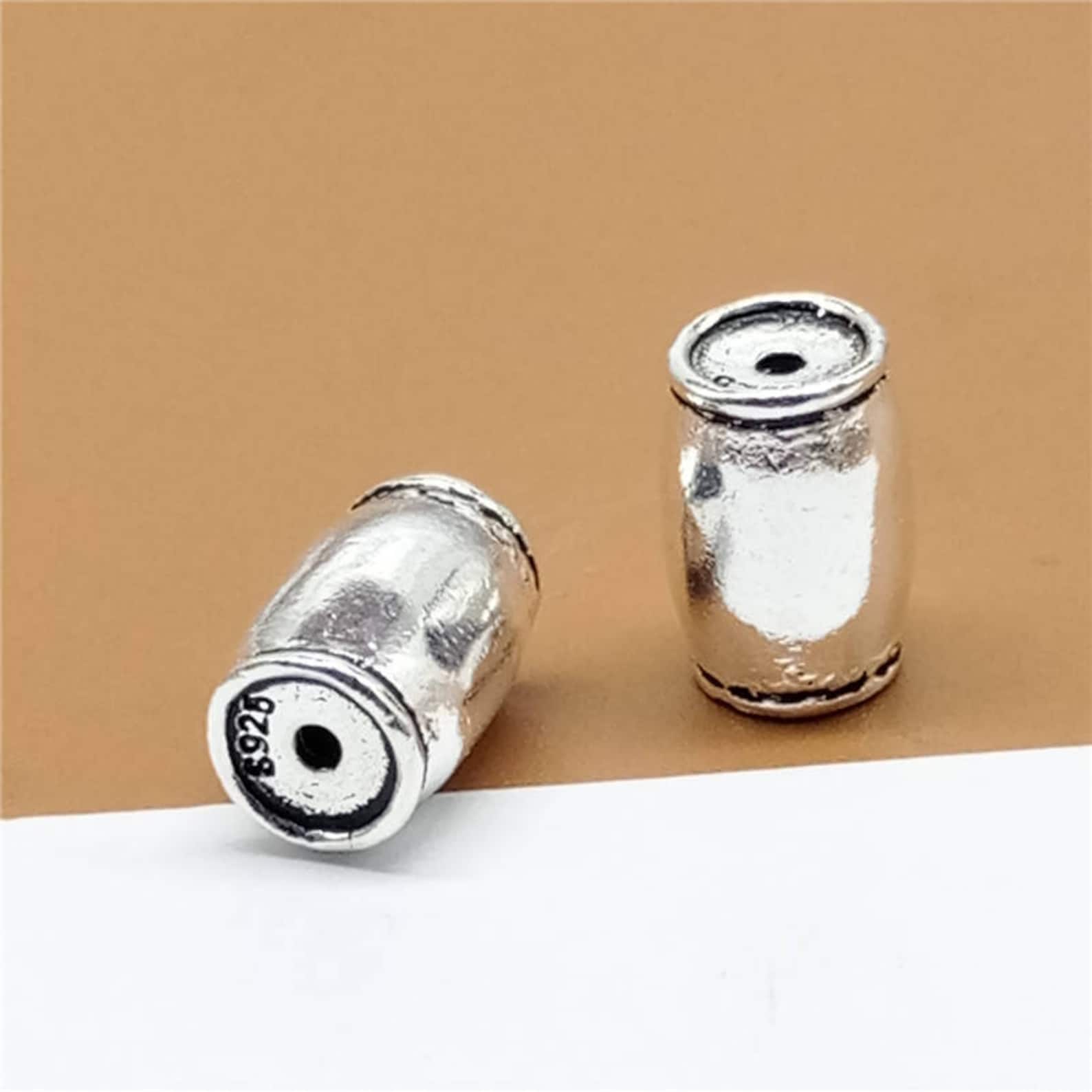 2 Sterling Silver Barrel Beads Sterling Barrel Beads 925 - Etsy