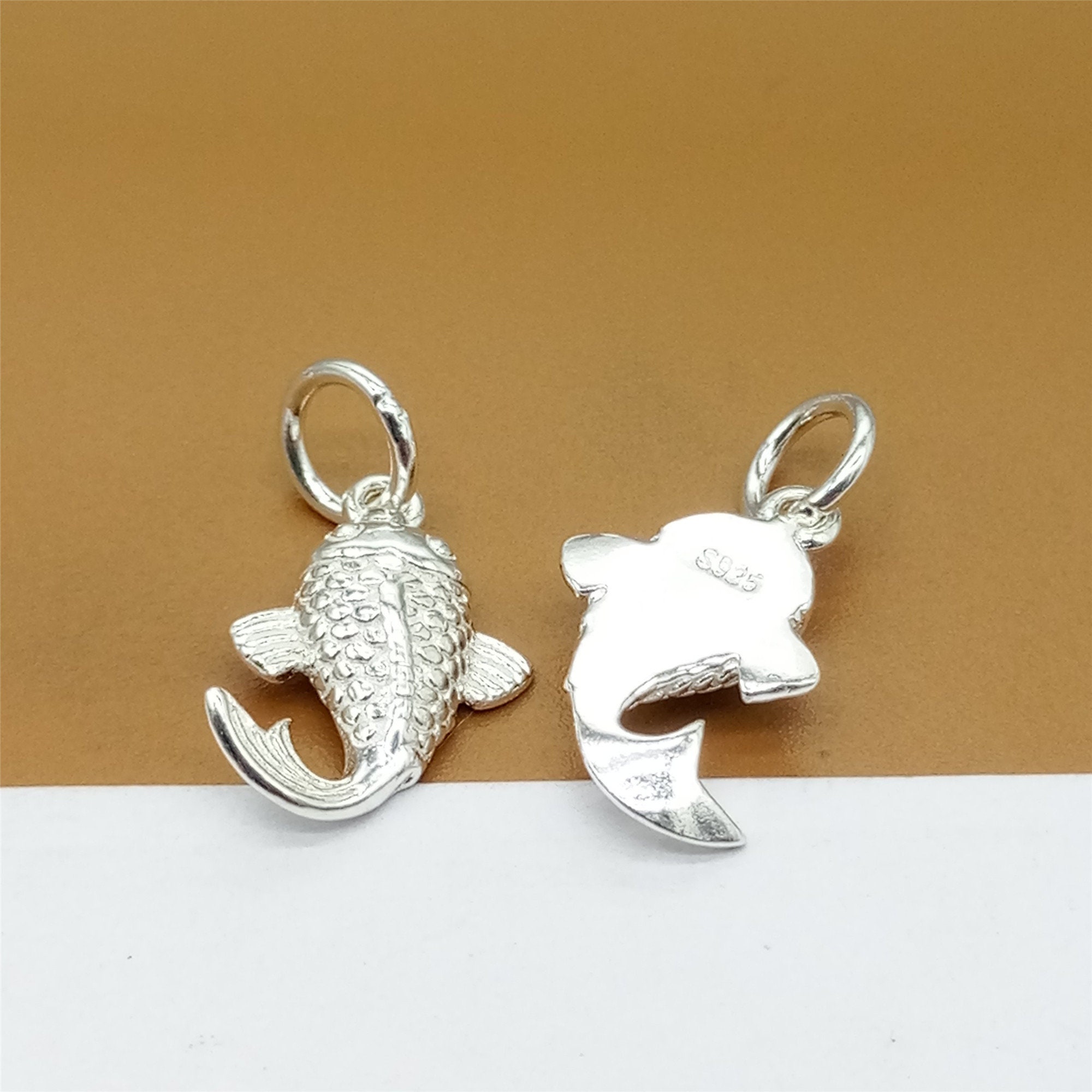 5 Sterling Silver Small Fish Charms Shiny Fish Charm 925 - Etsy