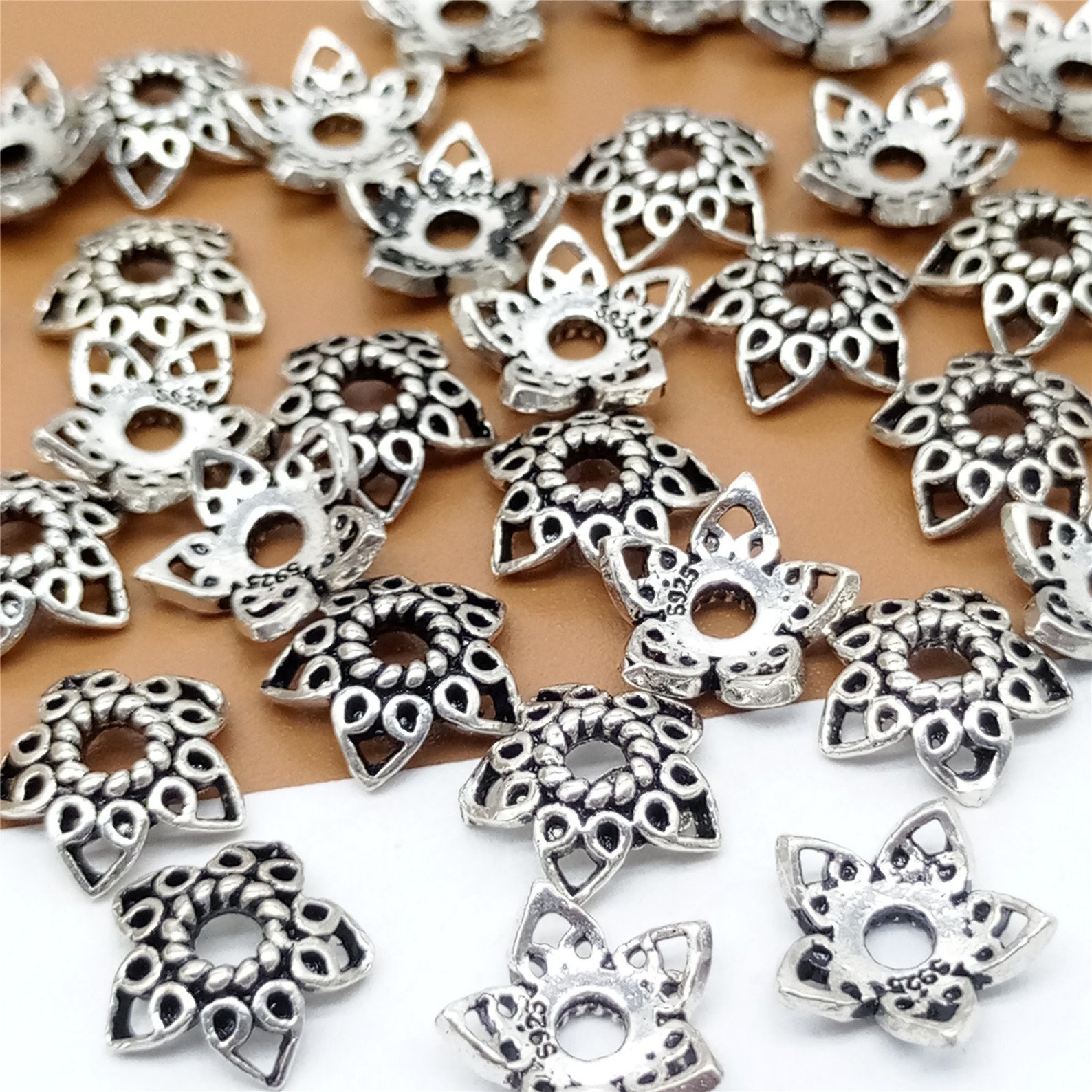 15 Sterling Silver Flower Bead Caps 9mm 925 Silver Bead Caps - Etsy