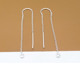 5 Pairs Sterling Silver Box Chain Ear Threads W/ Balls 925 - Etsy