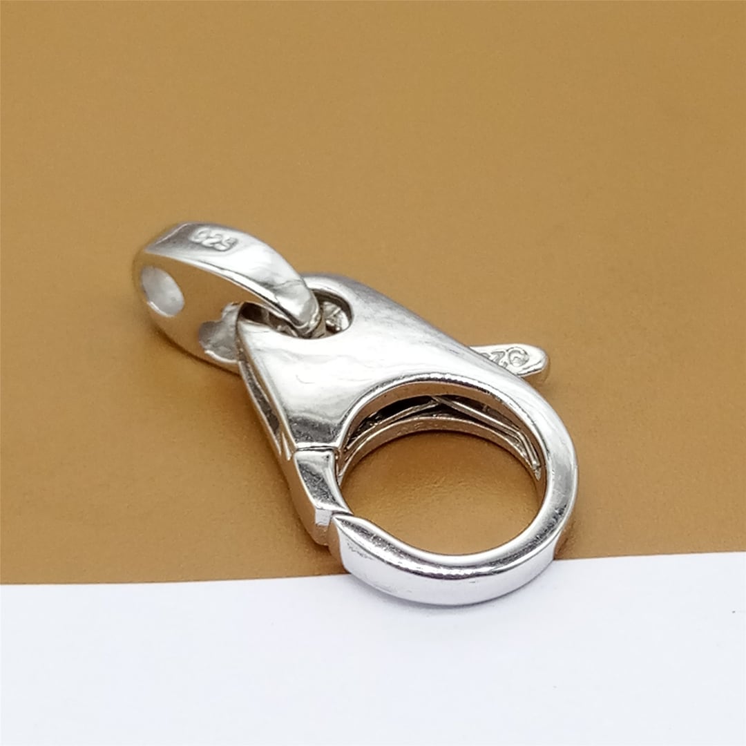Sterling Silver Large Lobster Clasp With Rhodium Plated, 925 Silver ...