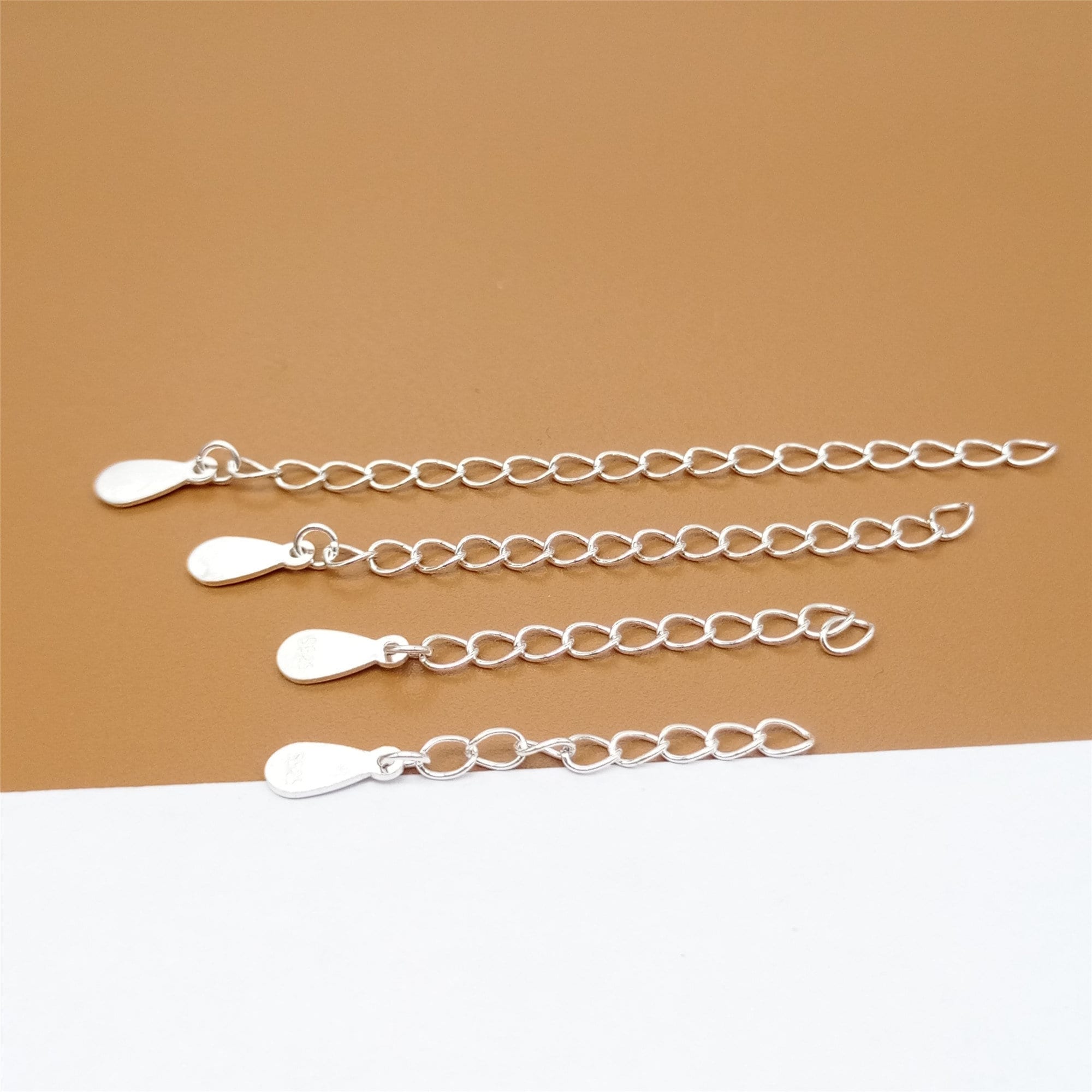 8 Sterling Silver Chain Extensions, Extender Chains, 925 Silver ...