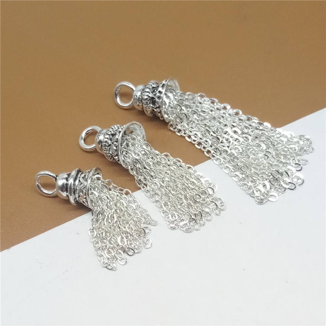 2 Sterling Silber Quaste Charms für Quaste Halskette, 925 Silber Kette ...