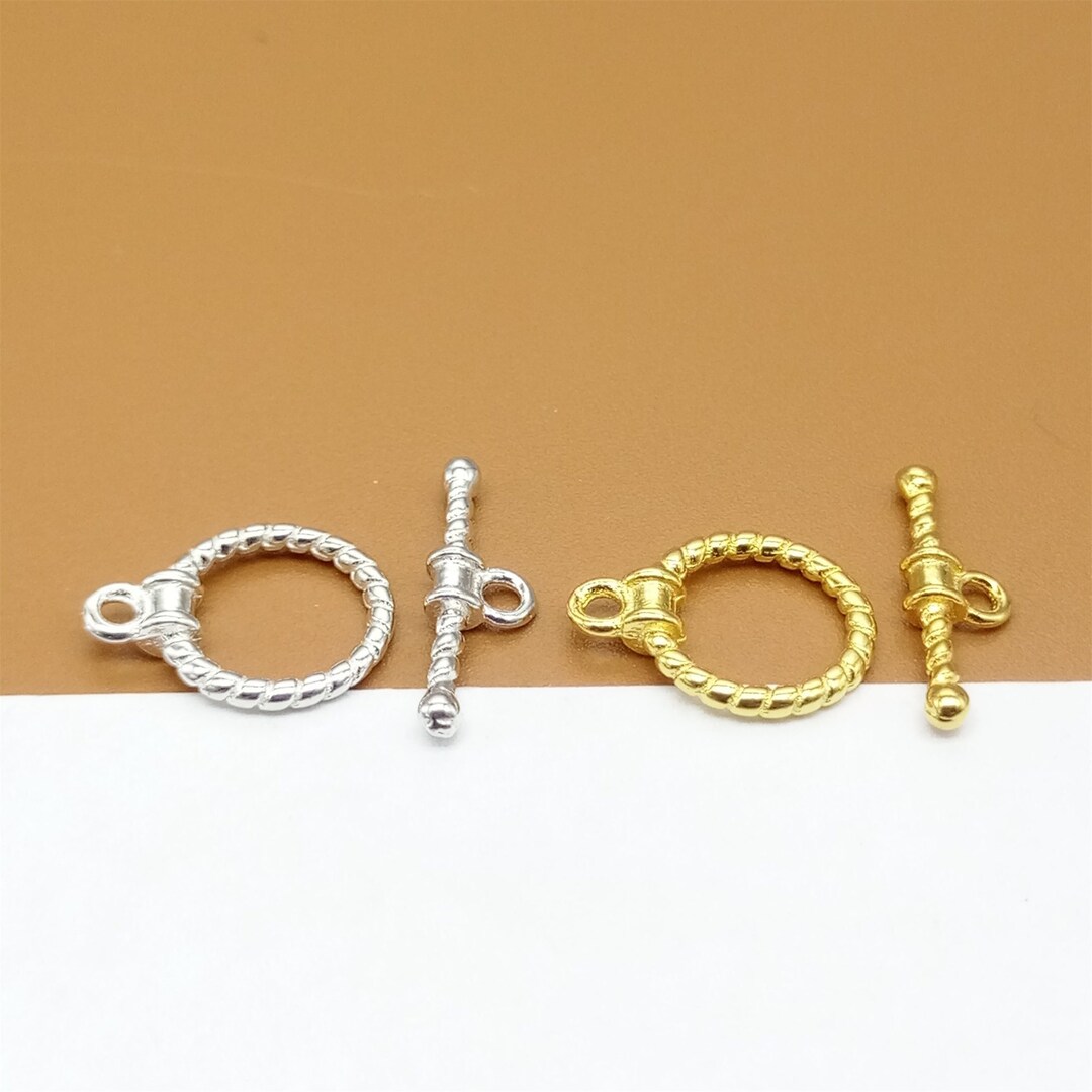 2sets Gold Plated Coiled Toggle Clasps Over 925 Sterling Silver, Twist ...