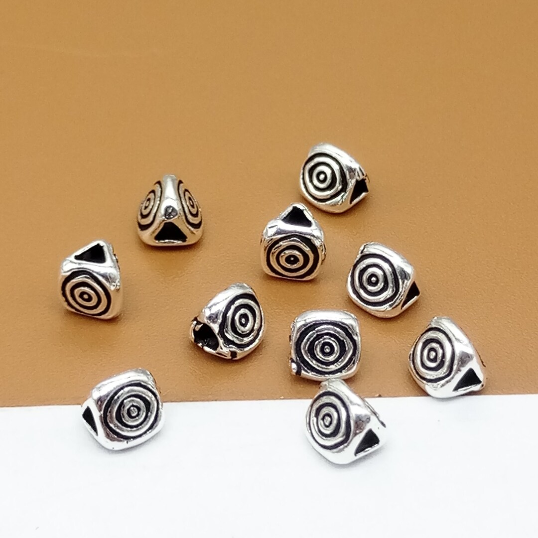 10 Sterling Silver Eye Imprint Triangle Beads, 925 Silver Eye Beads ...