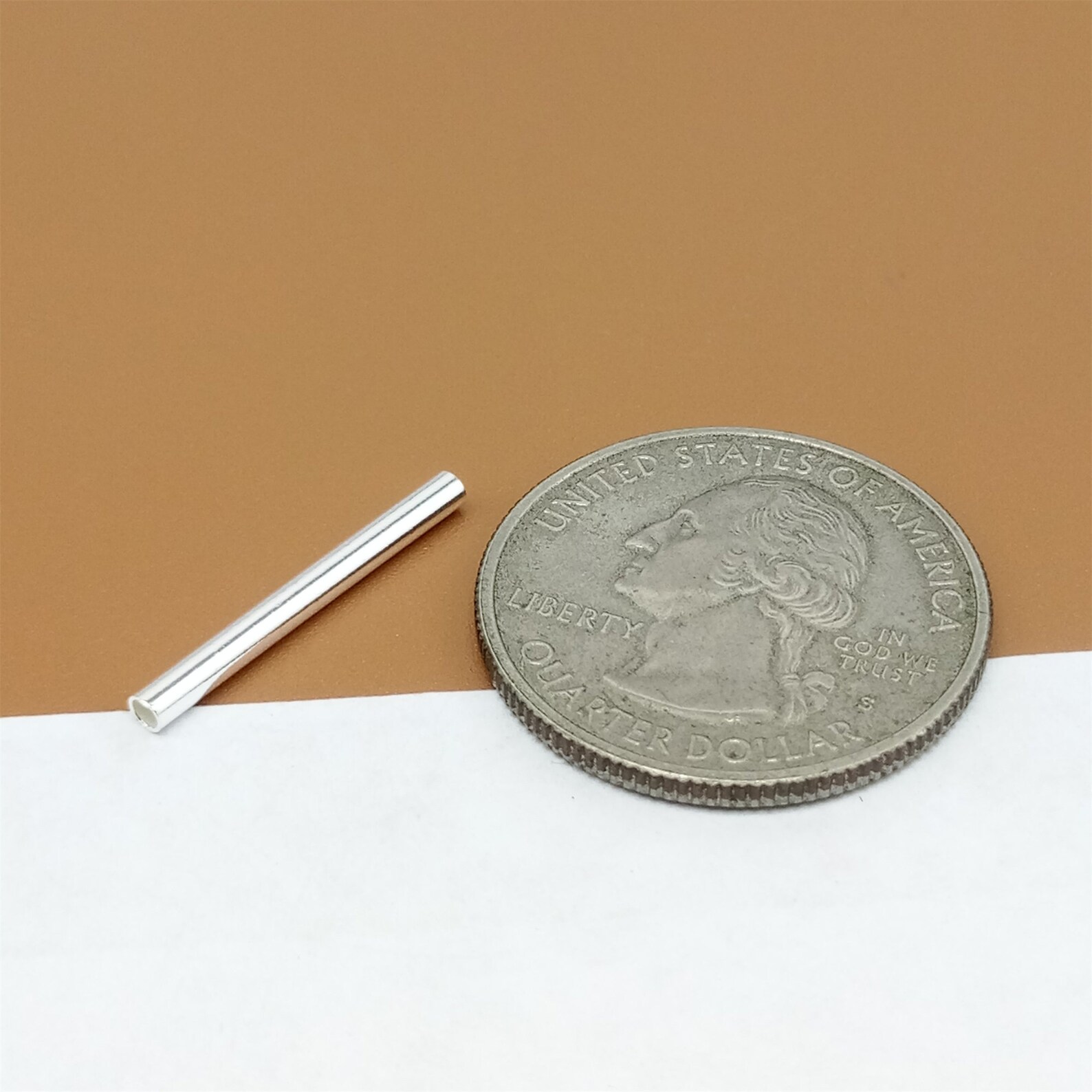 15 Sterling Silver Straight Tube Beads, Plain Tube Bead, 925 Silver ...