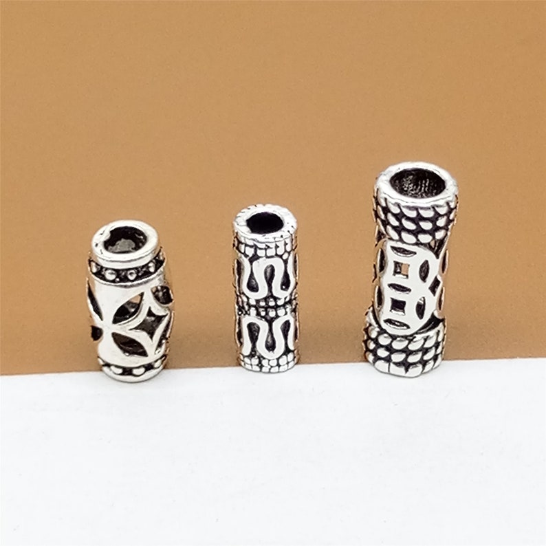 8 Sterling Silver Small Tube Bead, Bead Spacer, 925 Silver Tube Bead ...