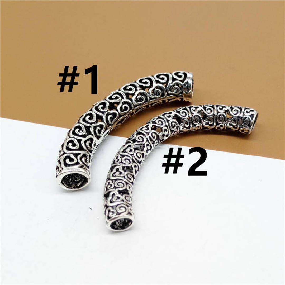 Sterling Silver Long Spiral Tube Beads, Swirl Tube, 925 Sterling Silver ...