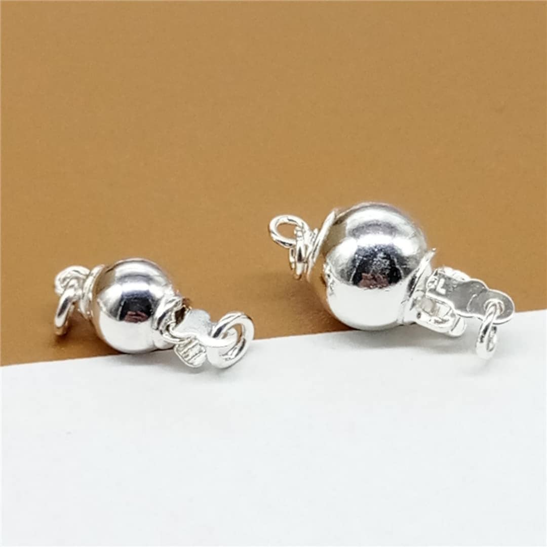 Sterling Silver Ball Clasp, 925 Silver Pearl Clasp, Ball Pearl Clasp ...