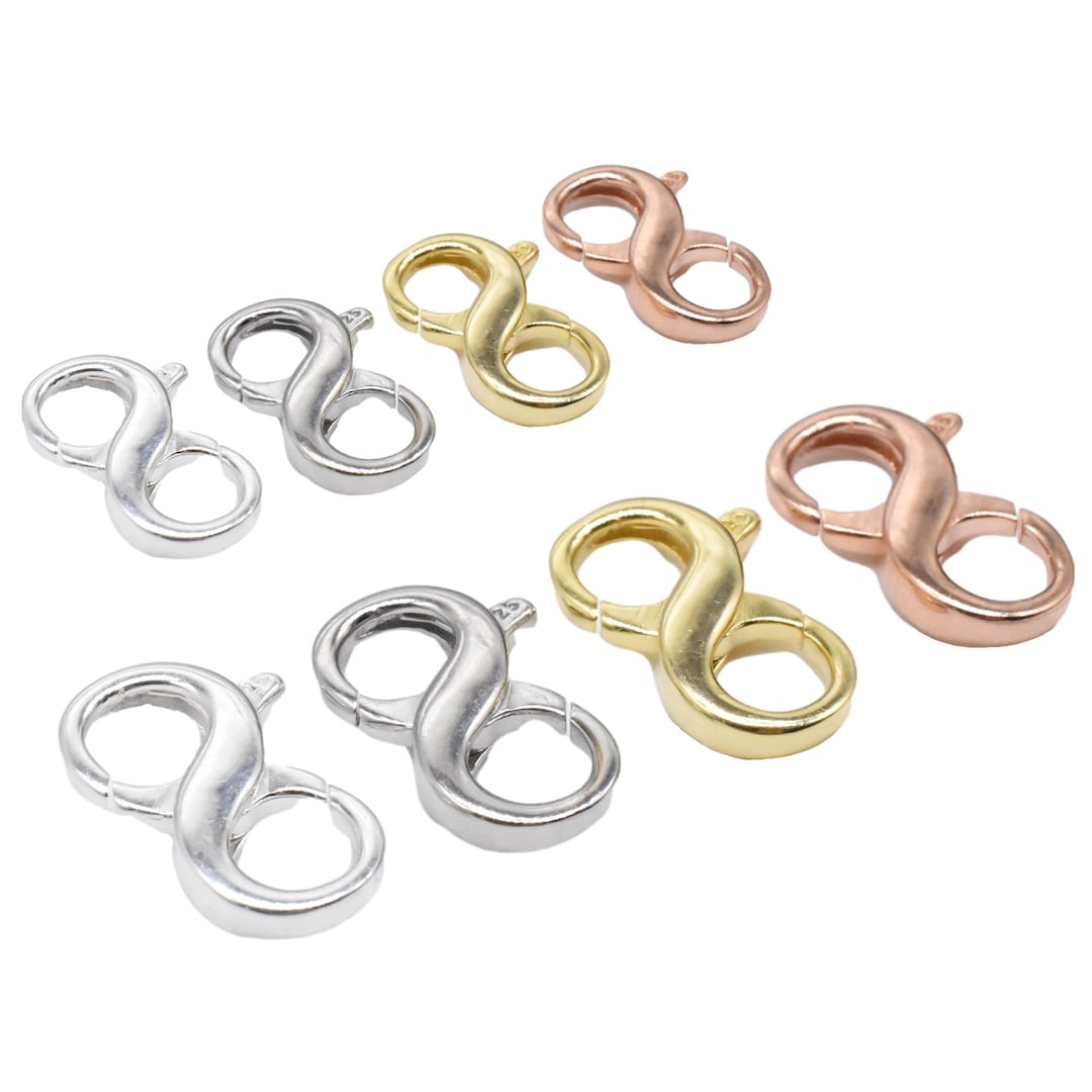 2 Sterling Silver Double Lobster Clasps, Infinity Clasp, 925 Silver ...