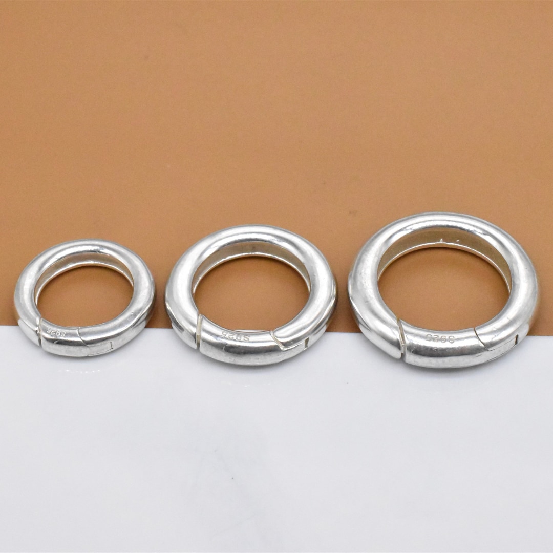 Sterling Silver Round Push Clasp, 925 Silver Ring Hinged Clasp, Pearl ...
