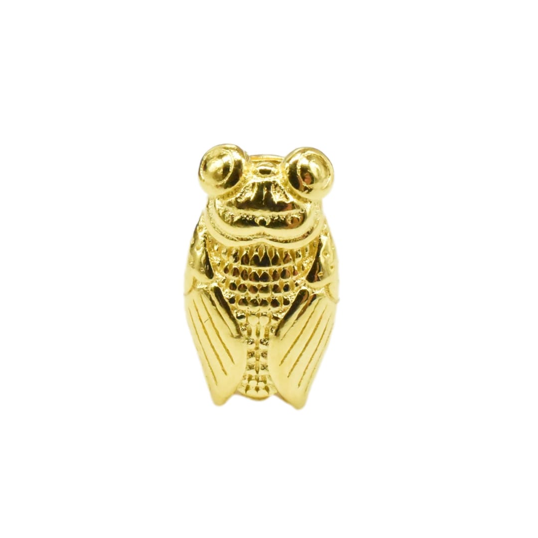 18K Gold Vermeil Style Cicada Bead 3D on 925 Sterling Silver, Heavy 18K ...