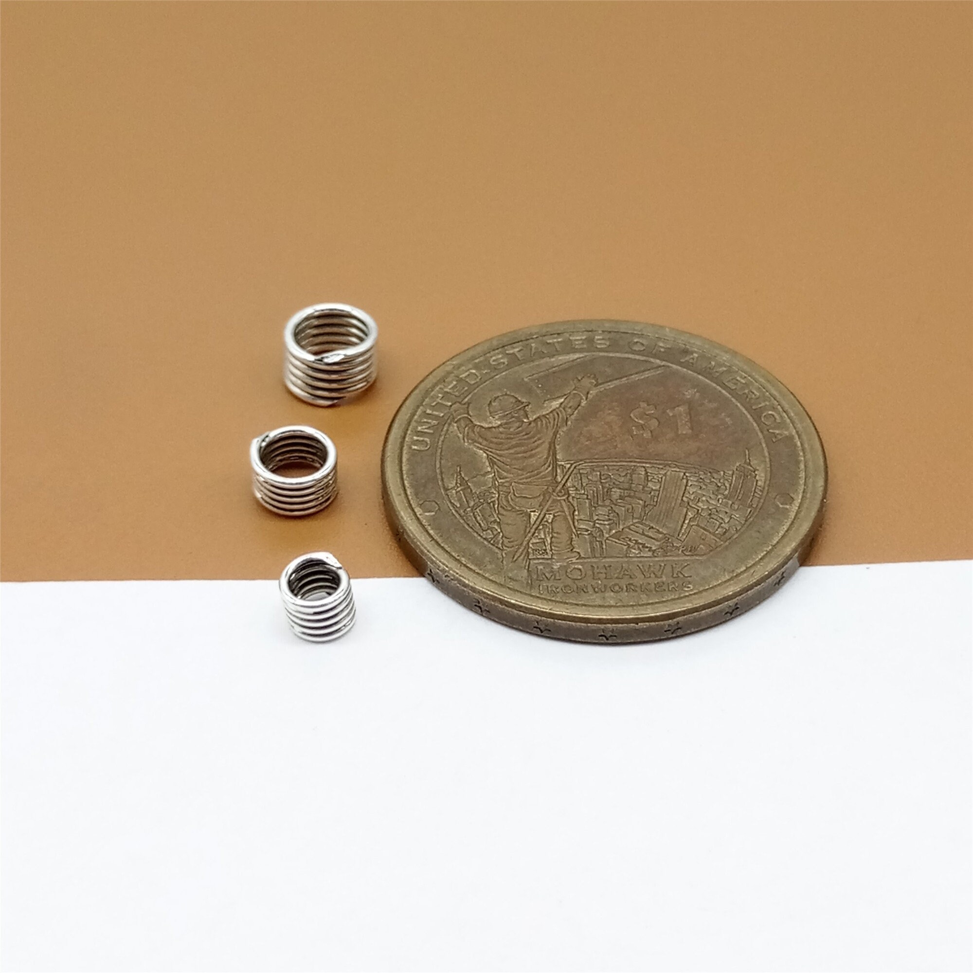 20 Sterling Silver Coiled Beads, Coiled Spacers, 925 Silver Spring ...