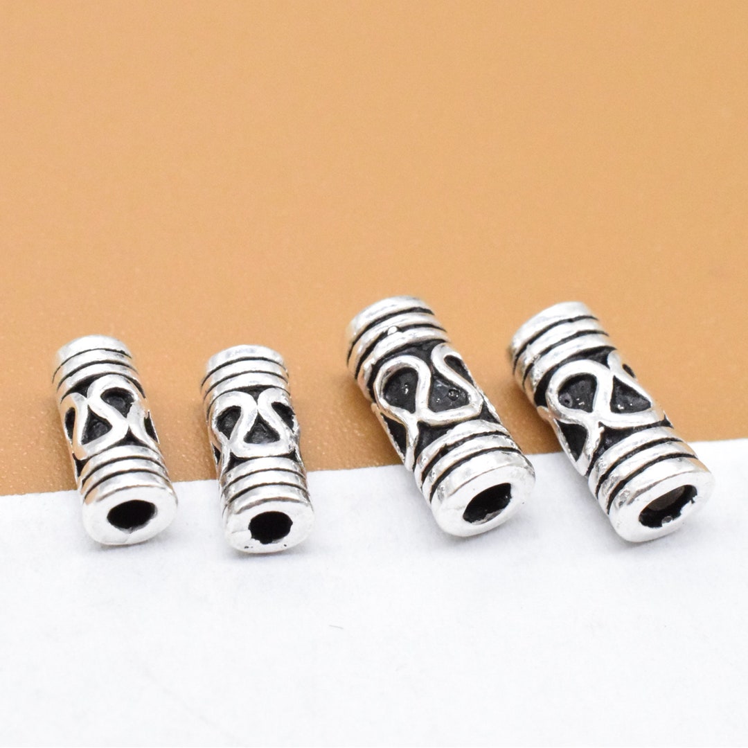 5 Sterling Silver Tube Beads, 925 Silver Bead, Small Tube, Barrel Bead ...