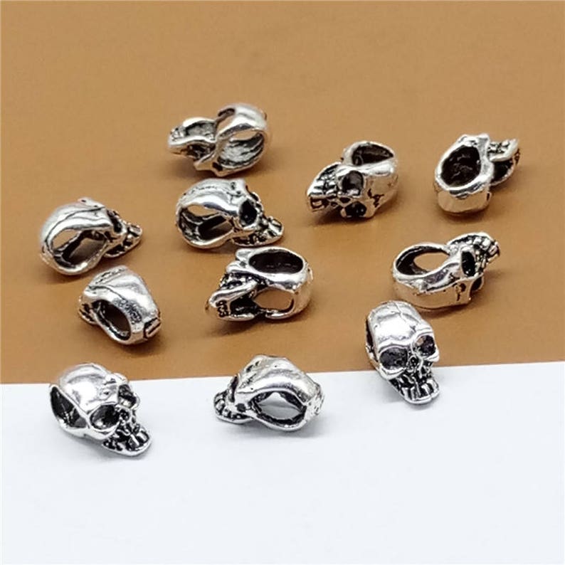 8 Sterling Silver Skull Beads, 925 Sterling Silver Skull Beads, 925 ...