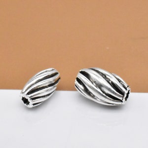 15 Sterling Silver Olive Beads, 925 Silver Olive Beads, Oxidized Twist ...