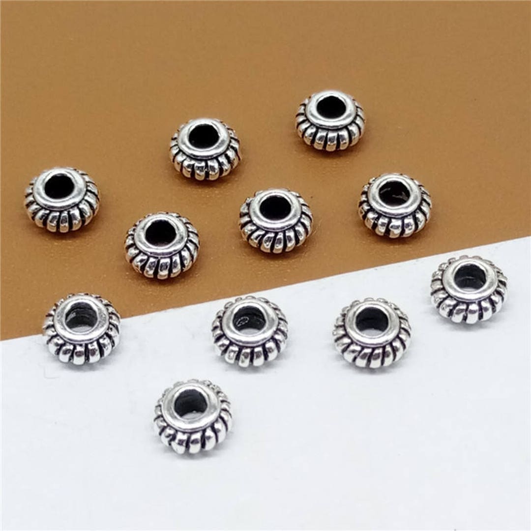 20 Sterling Silver Spacer Beads 5mm, 925 Silver Spacer Beads, Gear ...