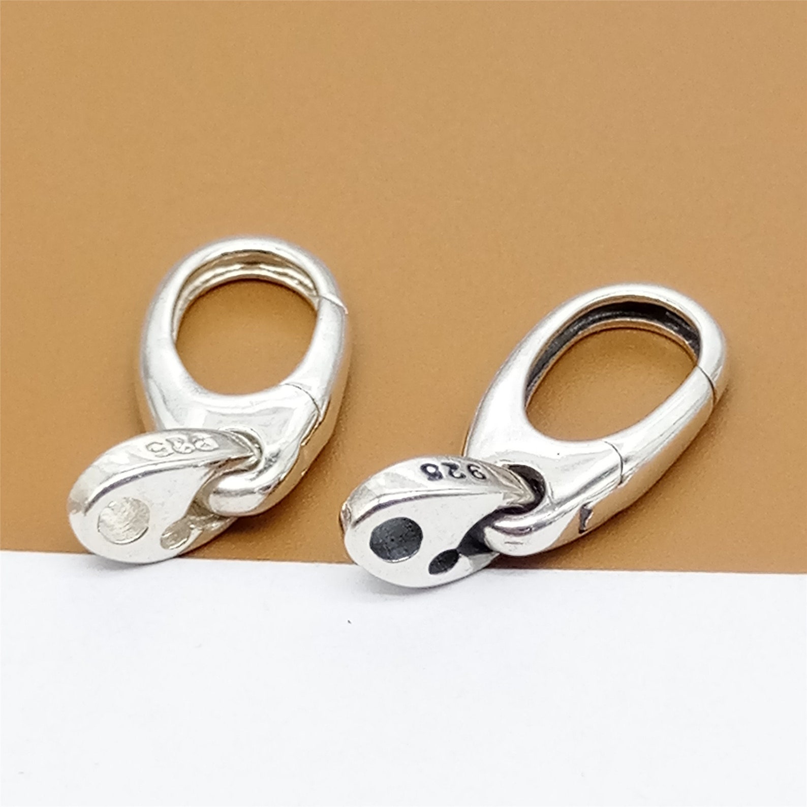 Sterling Silver Oval Push Clasp, 925 Silver Hinged Ring Clasp, Spring ...