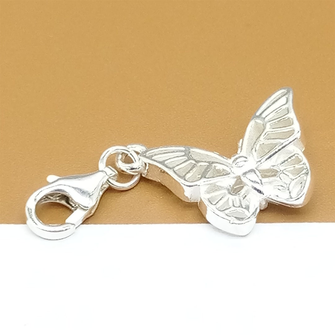 Sterling Silver Butterfly Clip on Charm, 925 Silver Butterfly Charm ...