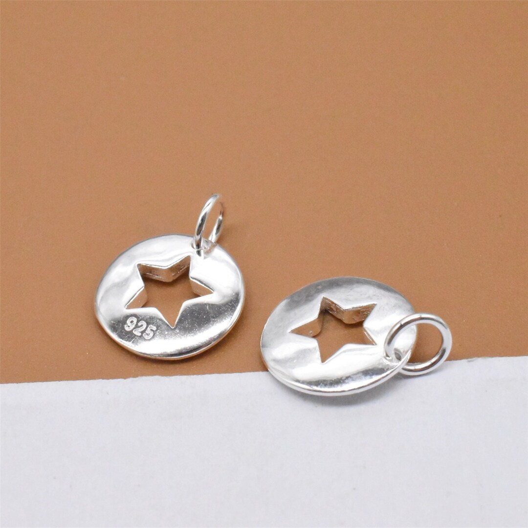 2 Sterling Silver Star Charms, Cut Out Star Charm, 925 Silver Star ...