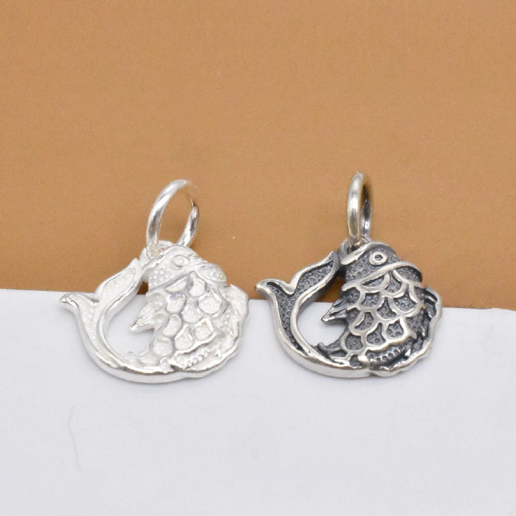 5 Sterling Silver Fish Charms 925 Silver Fish Charm Ocean - Etsy