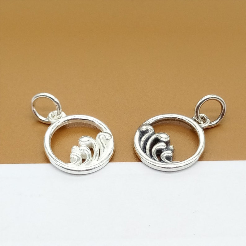 5 Sterling Silver Wave Charms 925 Silver Ocean Wave Charms - Etsy
