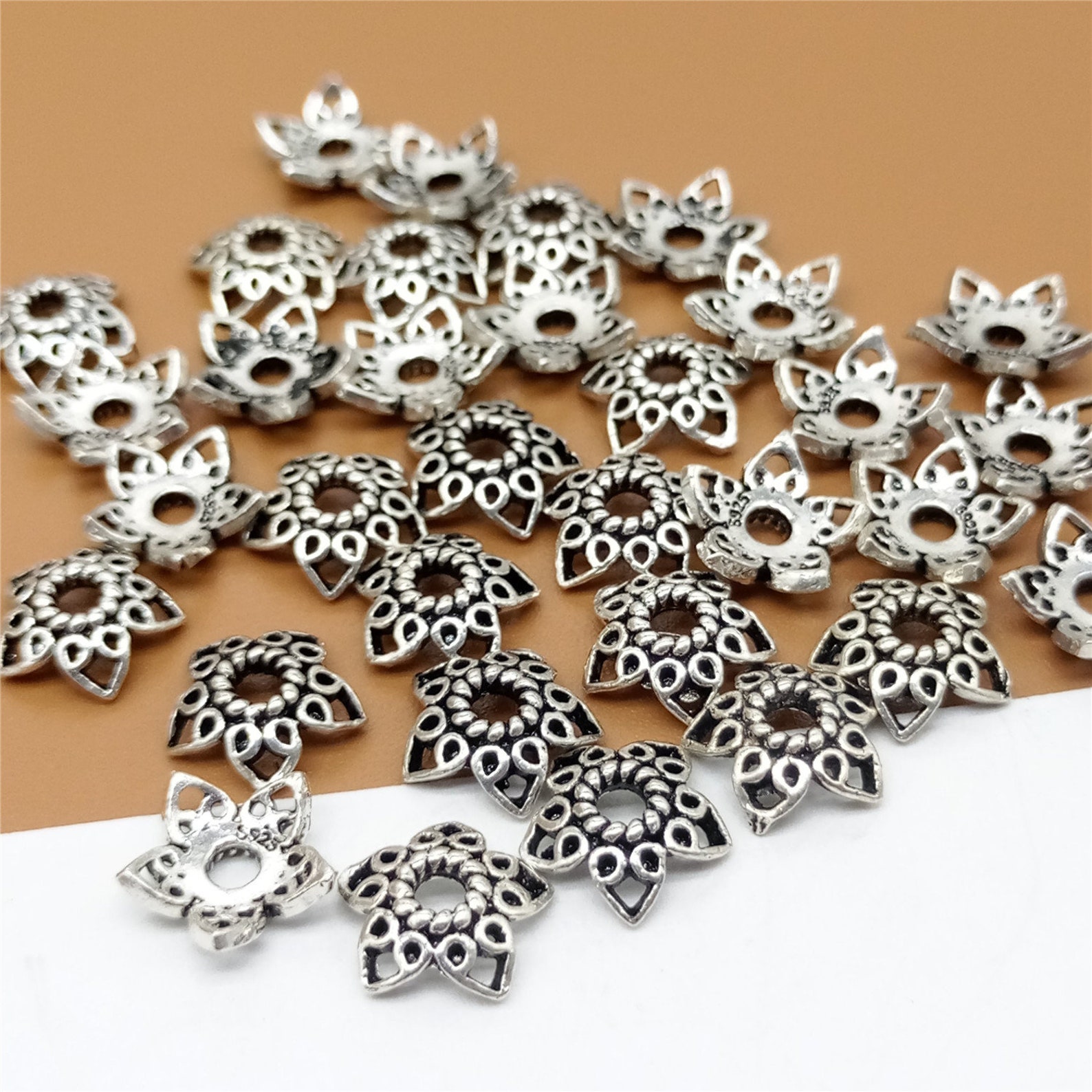 15 Sterling Silver Flower Bead Caps 9mm 925 Silver Bead Caps - Etsy