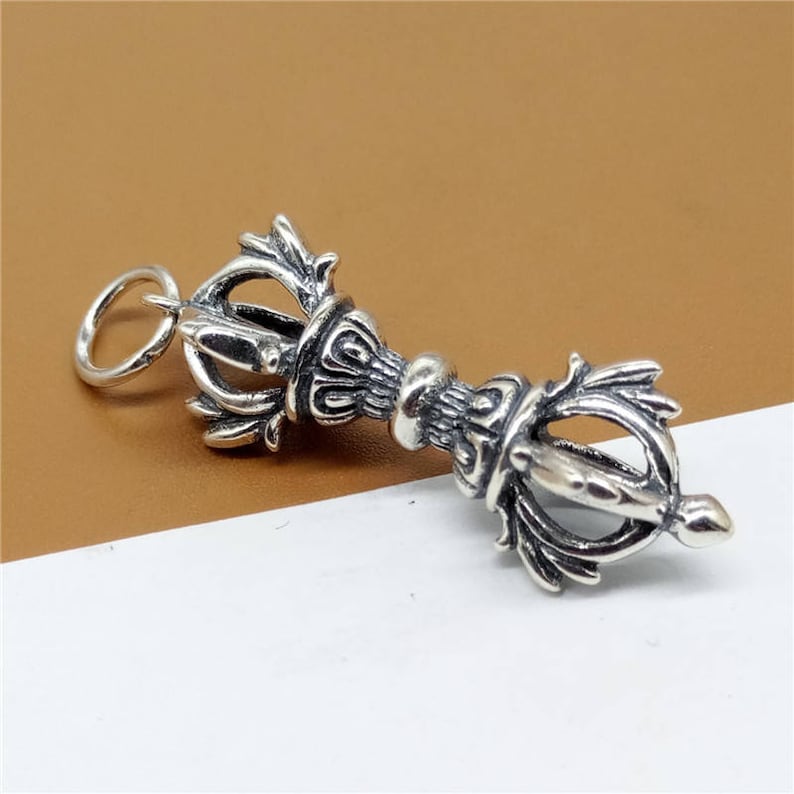 Sterling Silver Double Dorje Pendant, 925 Silver Dorje Pendant ...
