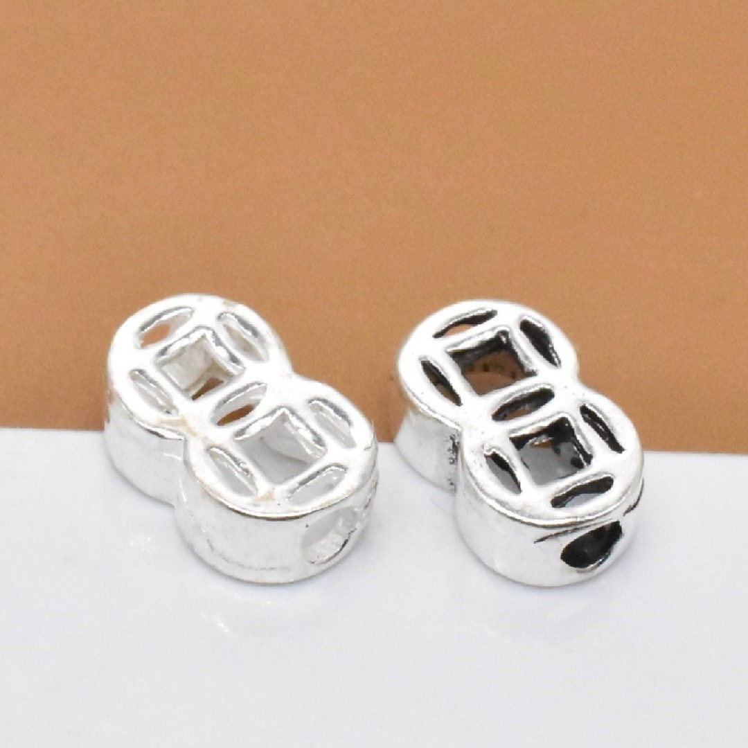 8 Sterling Silver Double Coin Beads, 925 Silver Coin Beads, Overlap ...