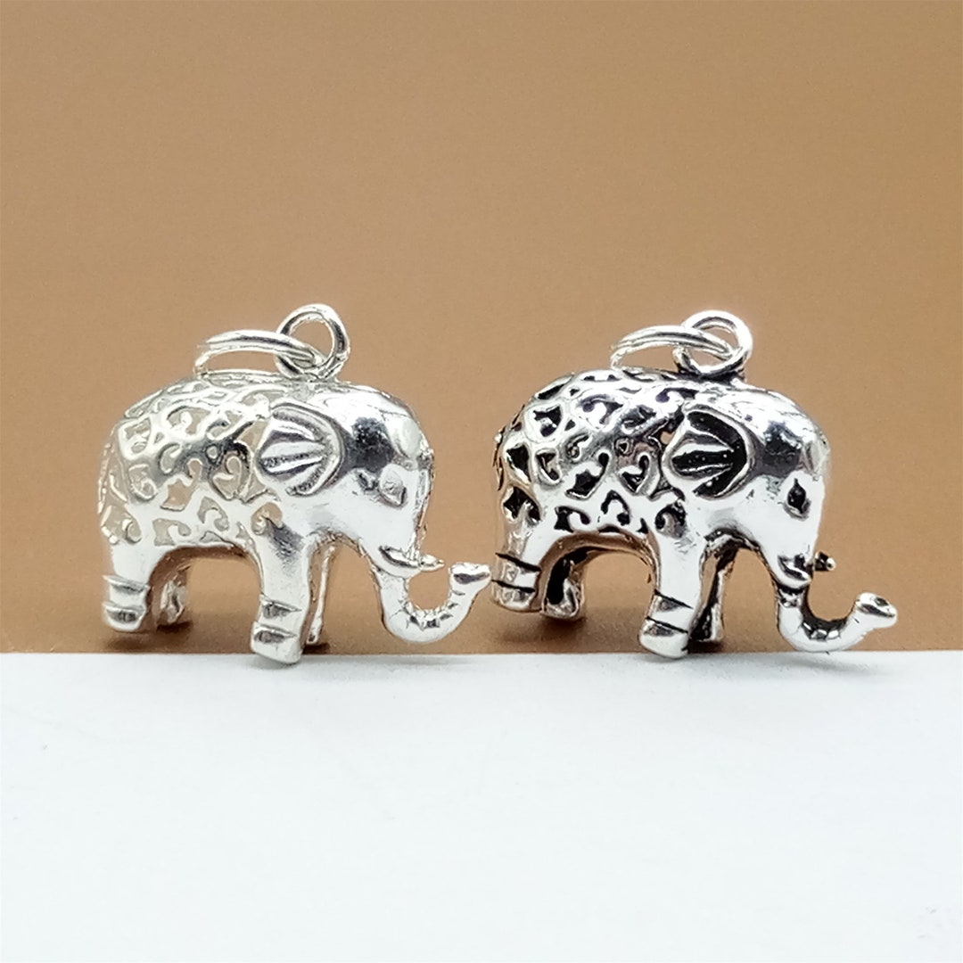 925 Sterling Silver Elephant Charms, Elephant Pendant, 925 Silver ...