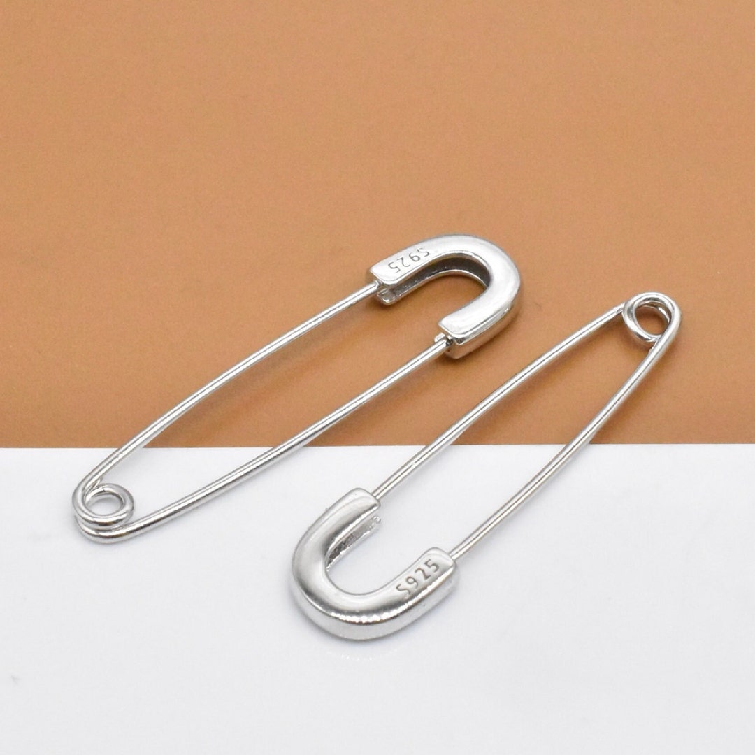 2 Sterling Silver Plain Brooch Pin Back With Rhodium Plated, 925 Silver ...