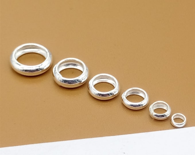 Sterling Silver Donut Bead 925 Silver Donut Bead Pony Bead - Etsy