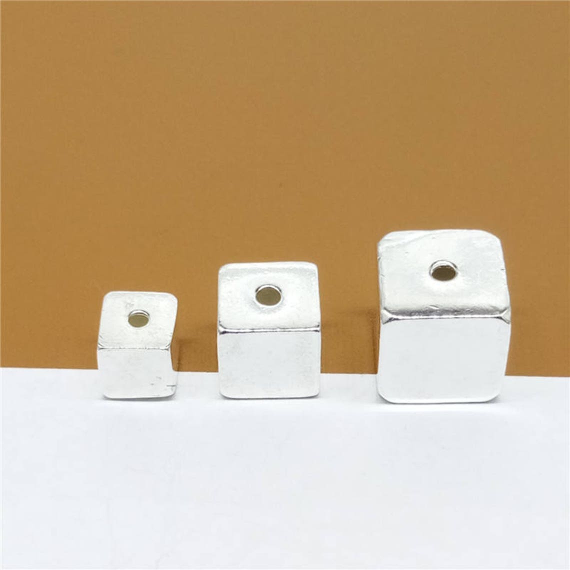 Sterling Silver Cube Beads, Sterling Cube Beads, 925 Silver Cube Beads ...