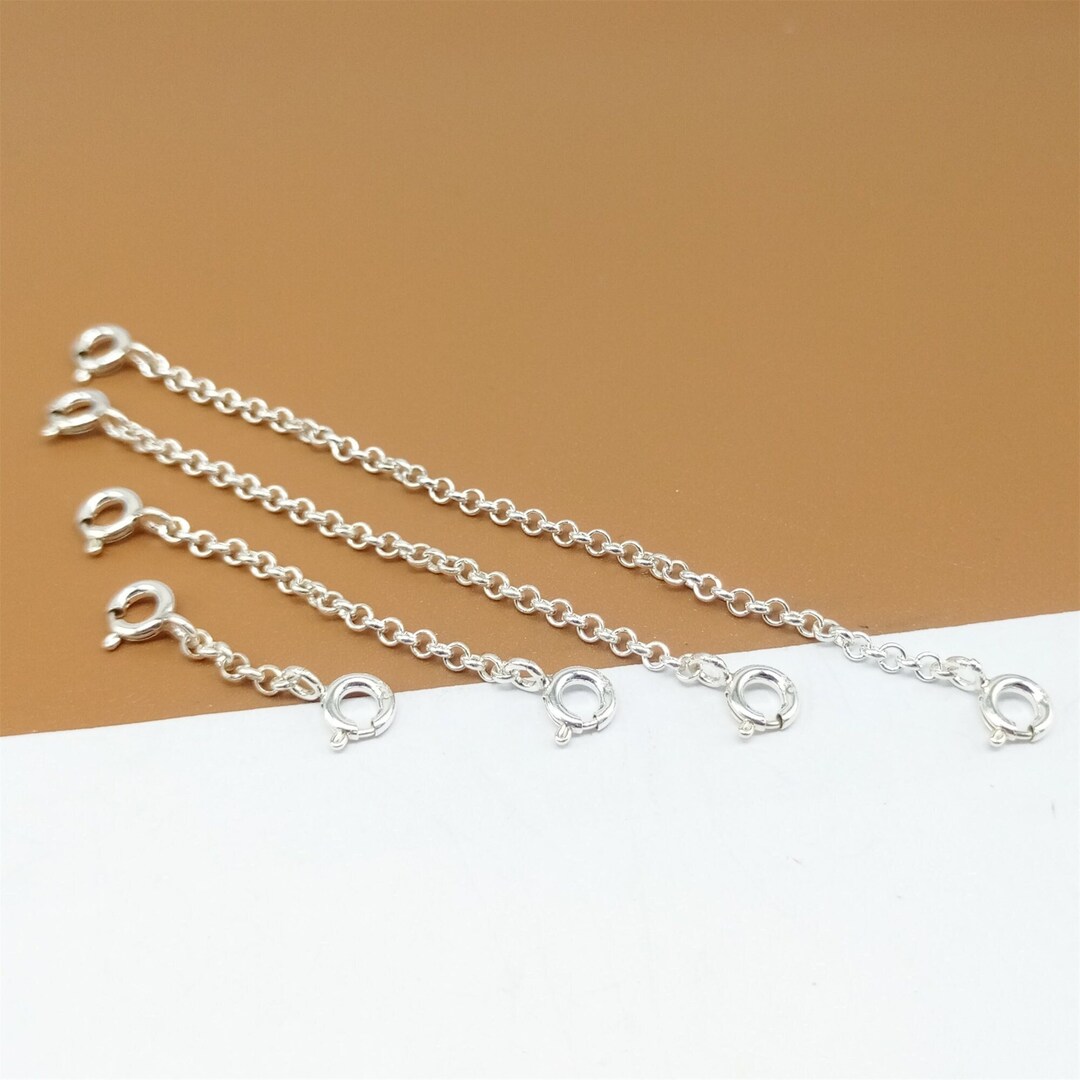 2 Sterling Silver Rolo Chain Extender W/ Spring Ring Clasp, 925 Silver ...
