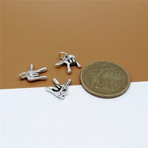 2 Sterling Silver I Love You Hand Sign Charm, 925 Silver Hand Sign ...