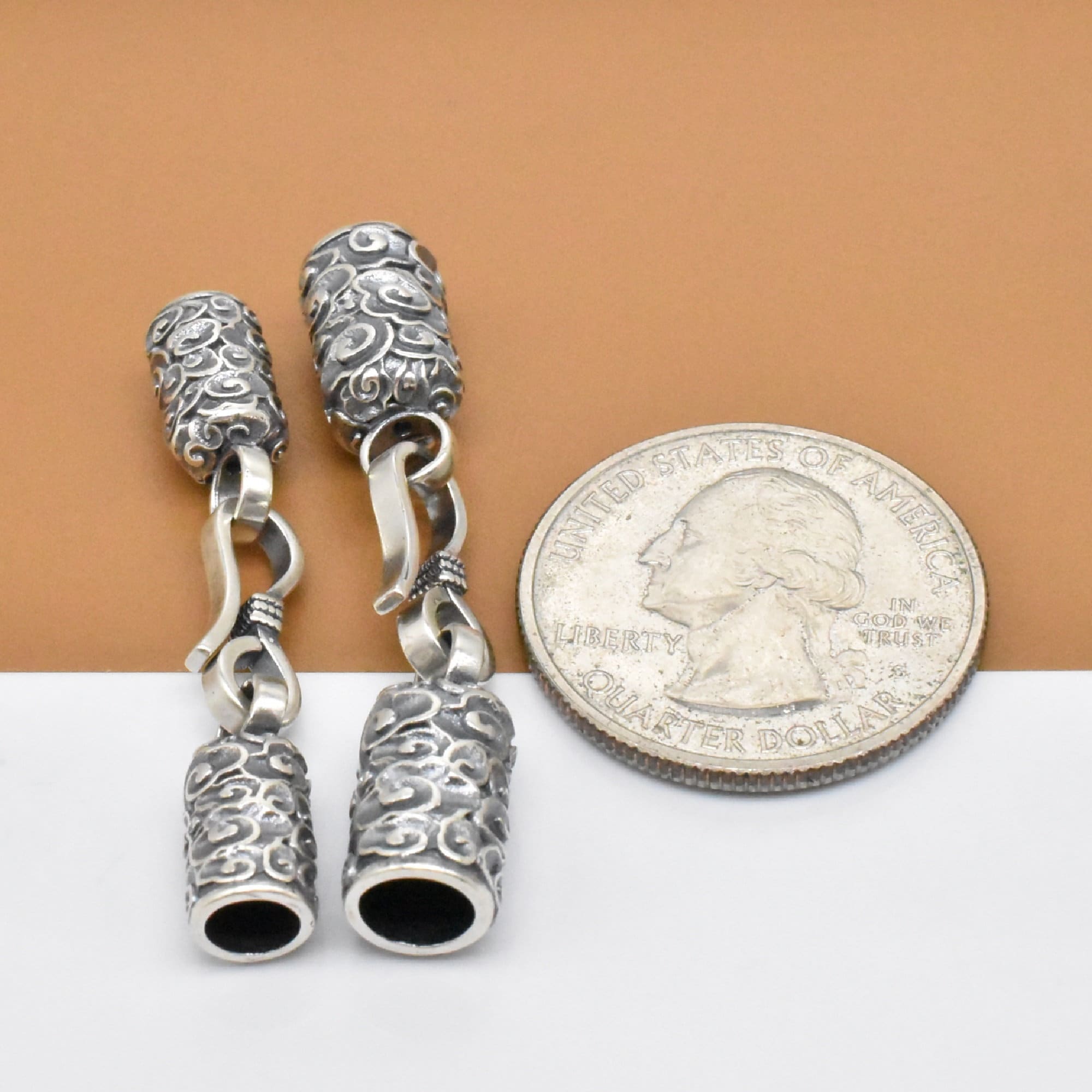 Sterling Silver End Cap With Cloud Design 925 Silver Leather | Etsy