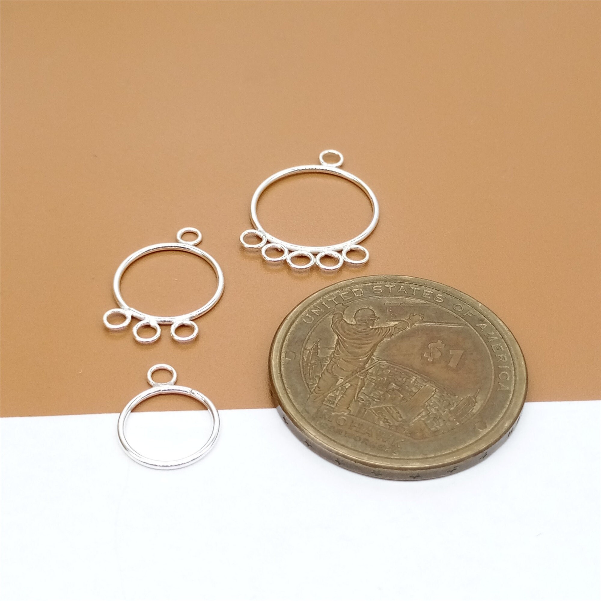 8 Pairs Sterling Silver Round Drops with Closed Jump Ring | Etsy