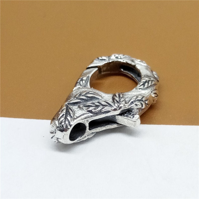 Sterling Silver Large Lobster Clasp W/ Leaf Pattern, 925 Silver Lobster ...