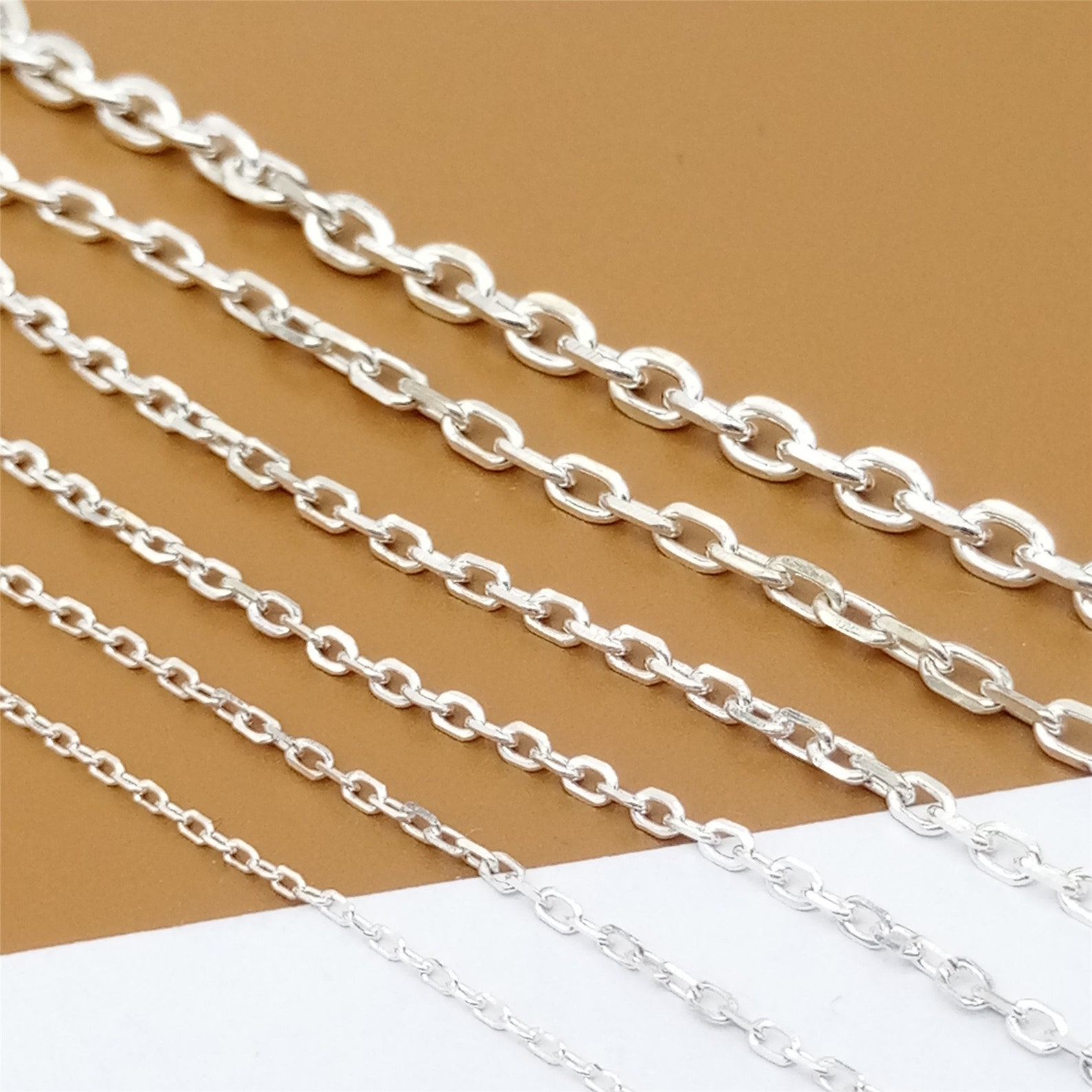 Sterling Silver Small Drawn Cable Chain Rectangle Cable - Etsy
