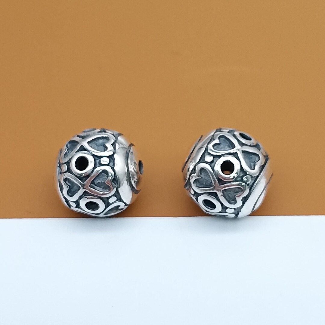 Sterling Silver Hear Infinity Bead, 925 Silver Heart Round Bead ...