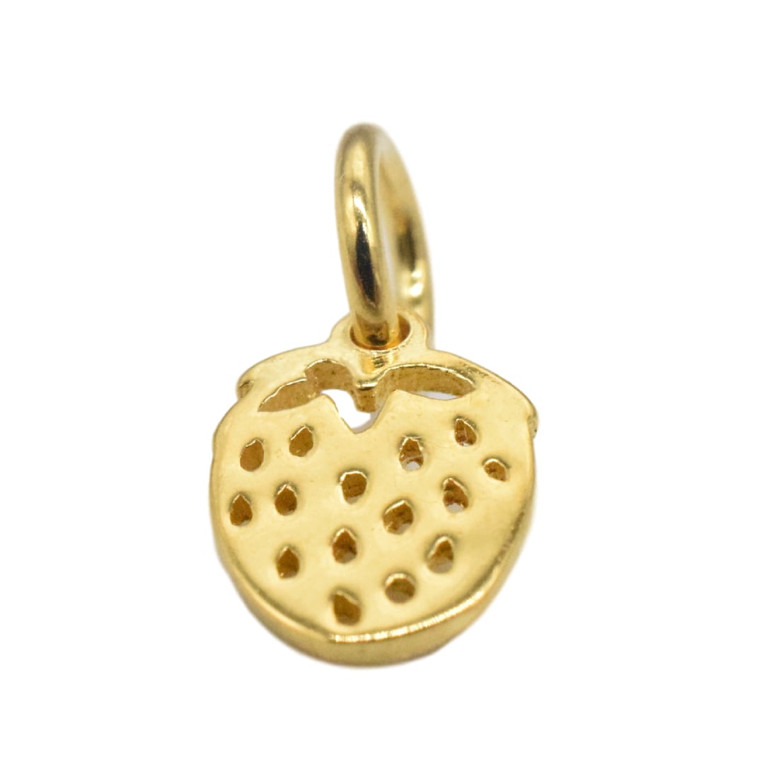 14K Gold Vermeil Style Strawberry Charm, 925 Sterling Silver Strawberry ...