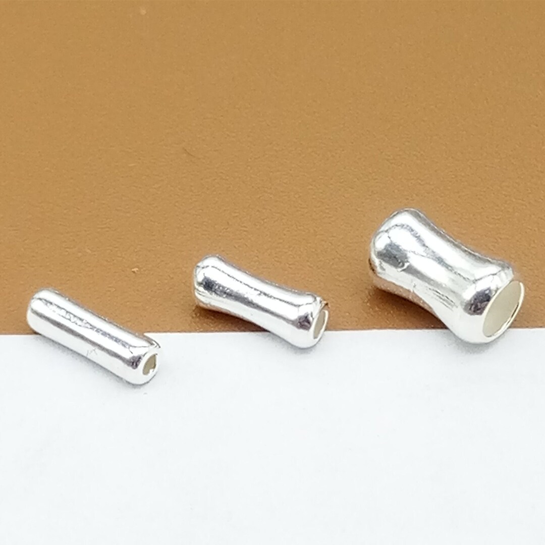 30 Sterling Silver Plain Barrel Beads, 925 Silver Barrel Beads, Shiny ...