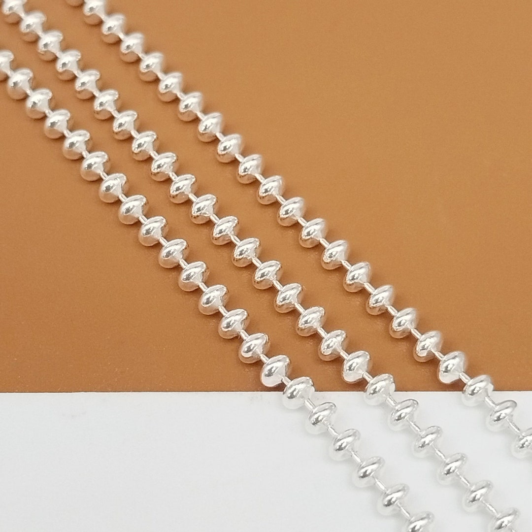 Sterling Silver Bead Chain Bead Diameter 3mm, 925 Silver UFO Bead Chain ...