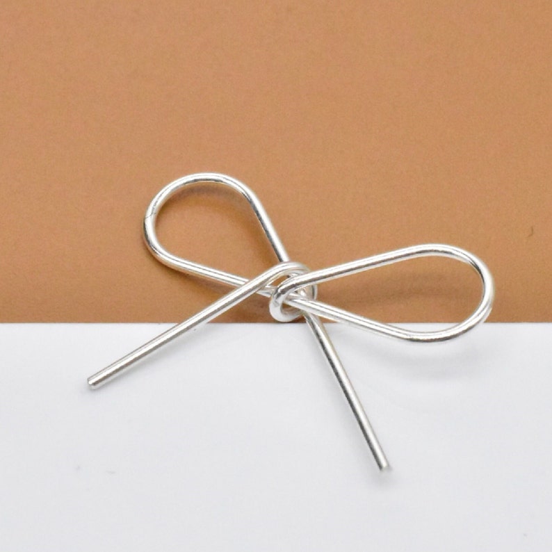 2 Sterling Silver Bow Connector Charms, Wire Bow Charms, 925 Silver Bow ...