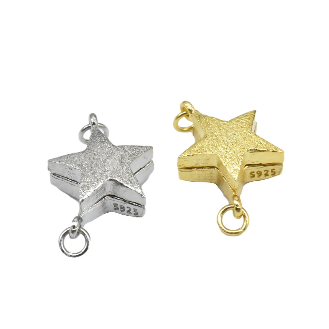 2 Sterling Silver Star Magnetic Clasps Rhodium Plated, 925 Silver ...